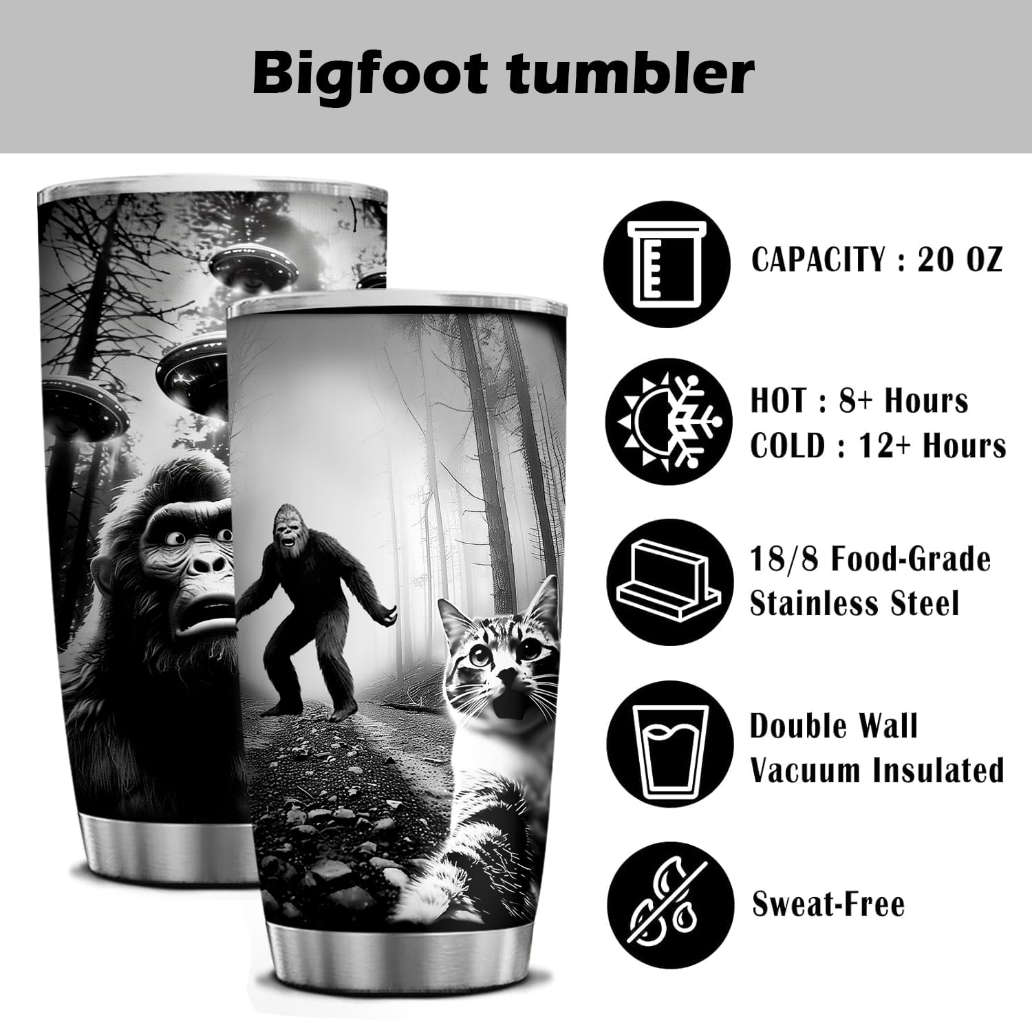 FROOBLEQUIRK Big foot Tumbler 20 Oz, Sasquatch Cup, Coffee Mug Gifts Women Men
