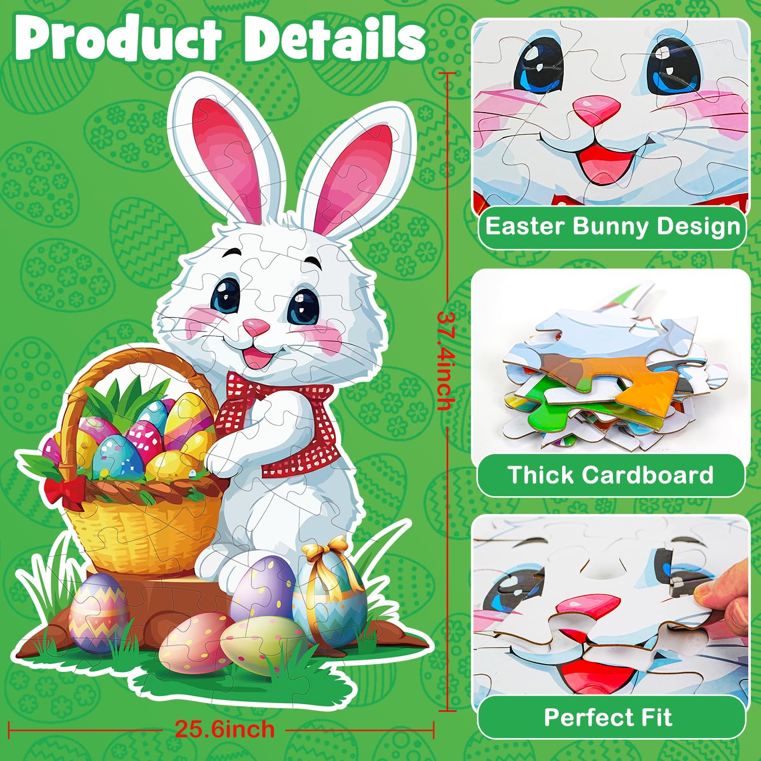 Easter Basket Stuffers for Toddlers Kids, 45PCS Bunny Floor Puzzle for Kids Age 4-8 Large Jigsaw Puzzles Easter Gifts for Boys Girls Egg Hunt
