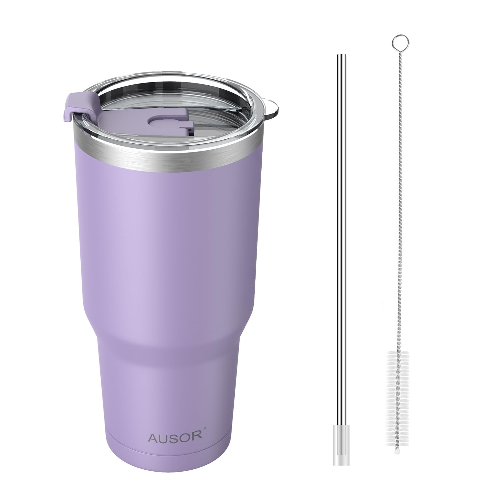 AUSOR 30 oz Tumbler with Lid and Straw,Water Bottle,Insulated Tumbler for Hot & Cold,Purple & Blue