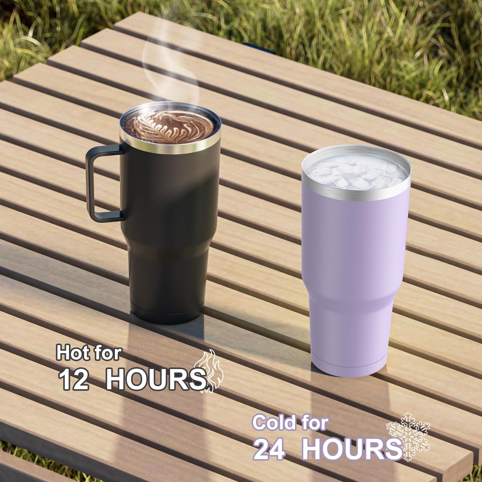 AUSOR 30 oz Tumbler with Lid and Straw,Water Bottle,Insulated Tumbler for Hot & Cold,Purple & Blue