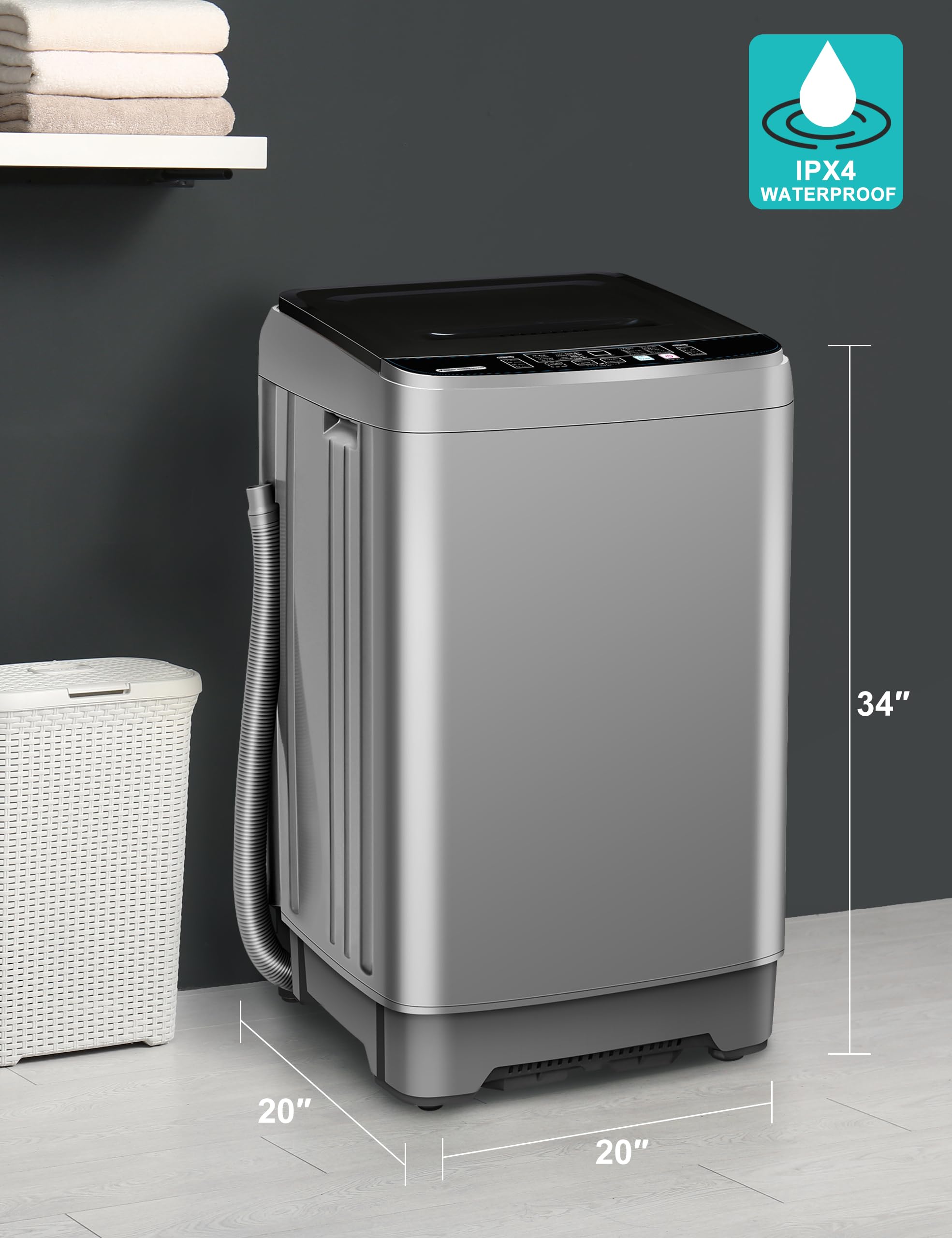 Portable Washing Machine - Compact 2.3 Cu.ft Portable Washer, Full-Automatic Top Loader for Space Saving, Ideal for Apartments, Homes, and Dorms, 10 Wash Cycles, Low Noise, IPX4