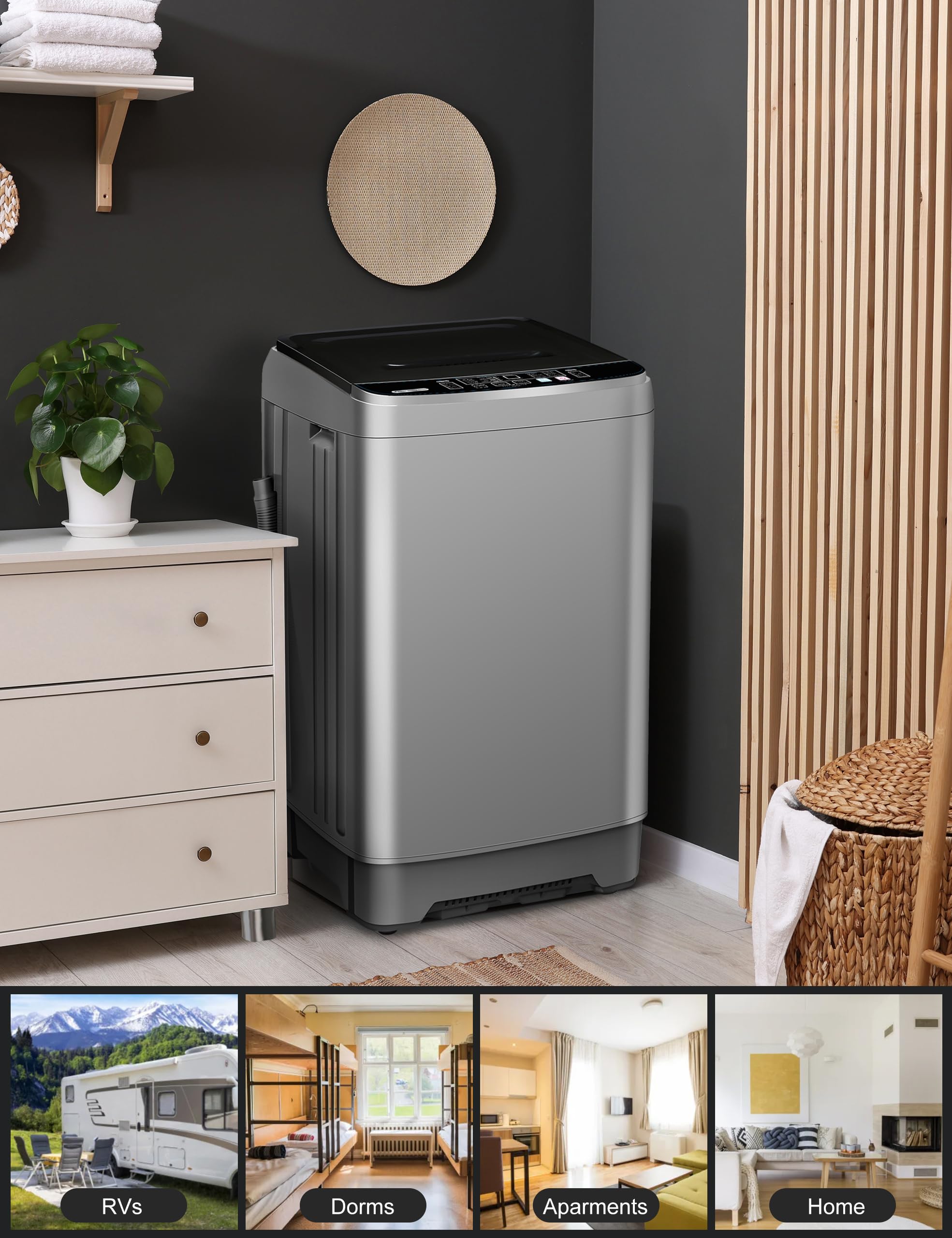 Portable Washing Machine - Compact 2.3 Cu.ft Portable Washer, Full-Automatic Top Loader for Space Saving, Ideal for Apartments, Homes, and Dorms, 10 Wash Cycles, Low Noise, IPX4