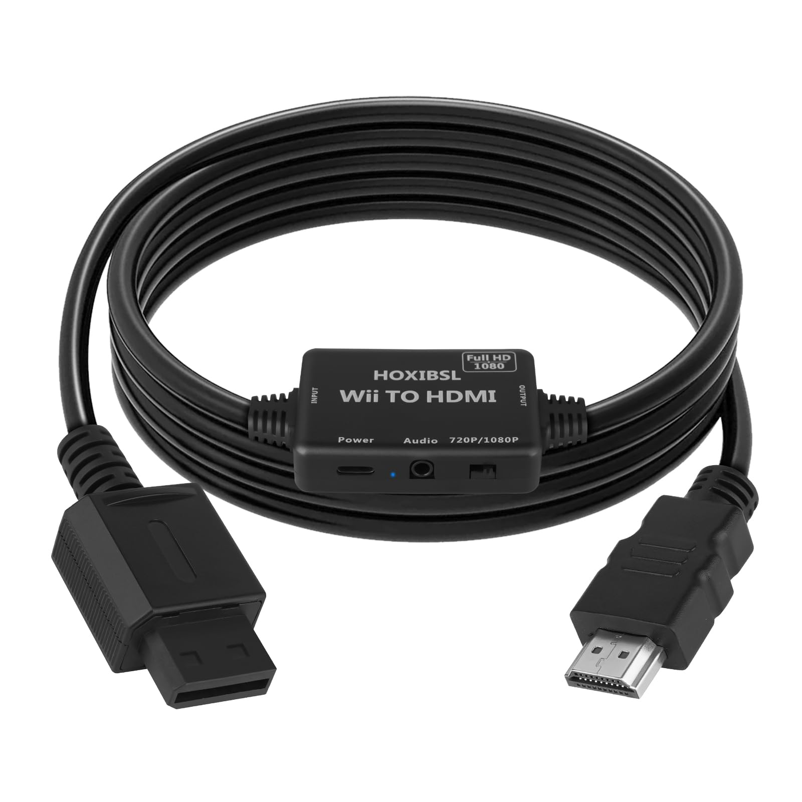 HOXIBSL Wii to HDMI Converter Cable Adapter,720P/1080P Switch,with 3.5mm Audio Jack,Improve Image Quality and Resolution,Supports All Display Modes,Compatible with Wii,U,HDTV, Monitor (6.56FT)