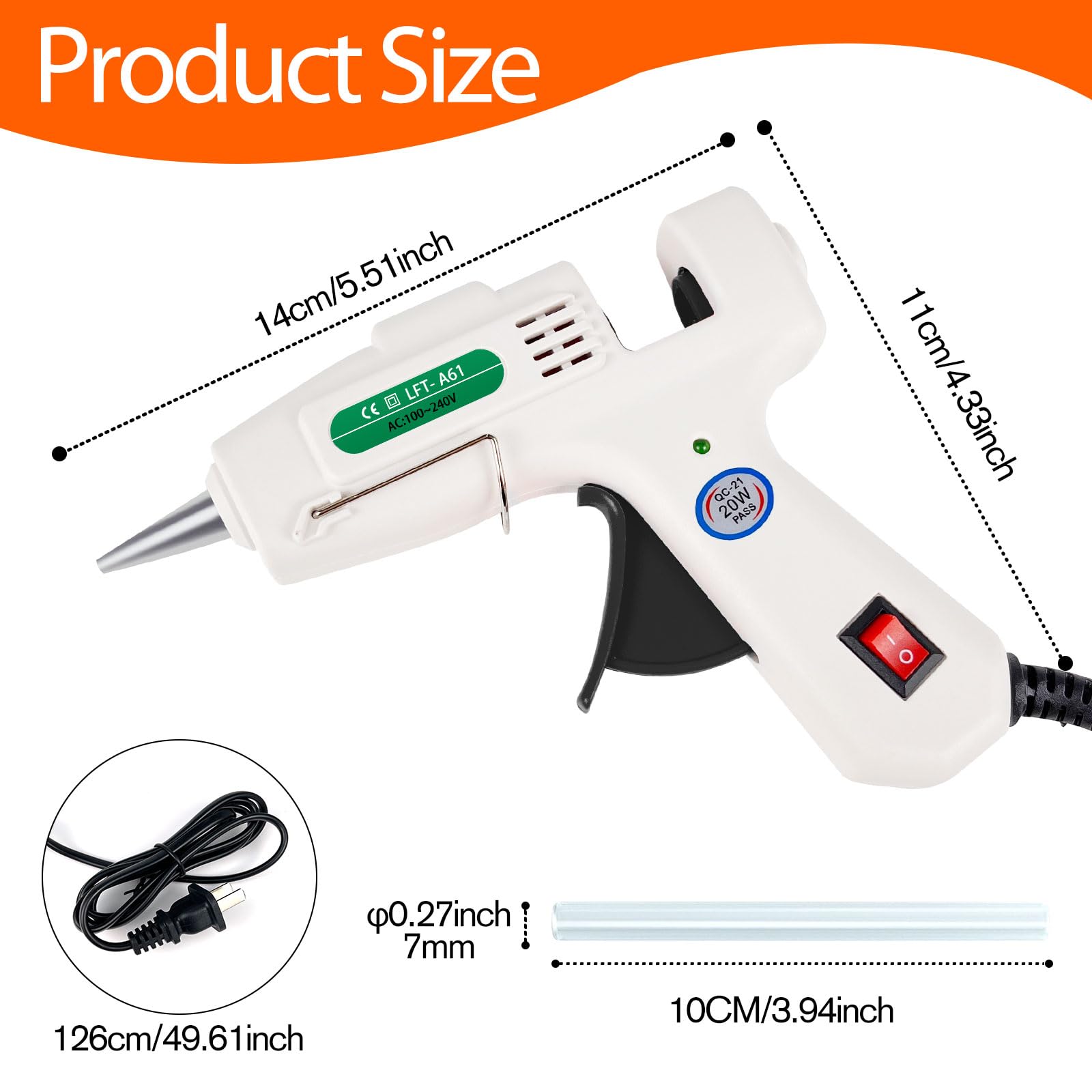 SHJADE Mini Hot Glue Gun with 30 Glue Sticks, Fast Heating Hot Melt Gun, 20W Glue Gun Kit, Lightweight Craft Gun for DIY, Home Repairs, Kids' School Projects, White