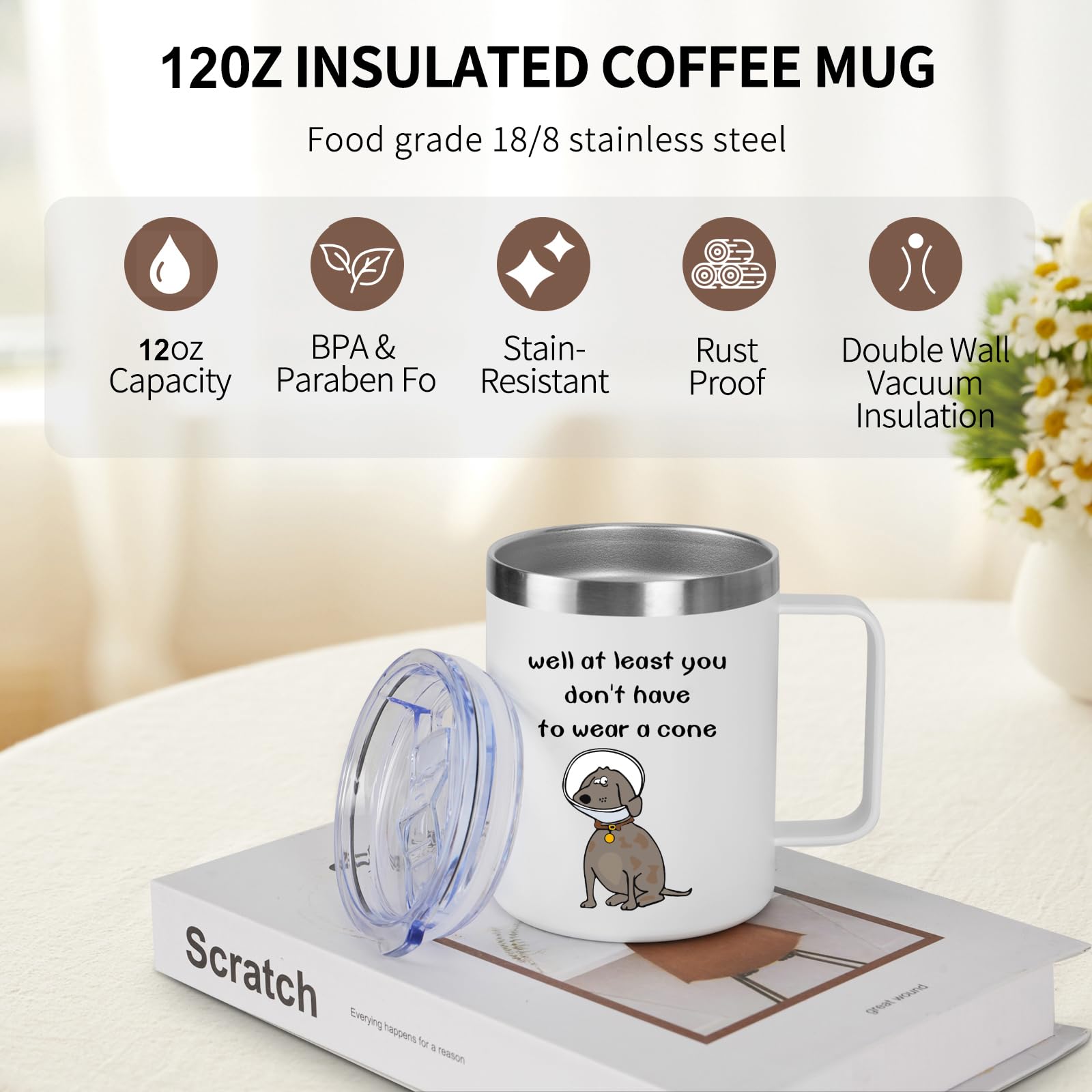 WFSJRED Get Well Gifts for Women 12 oz Insulated Mug for Coffee Mug with Leak-Resistant closeable hot lid for hot Drinks with Handle (well at)