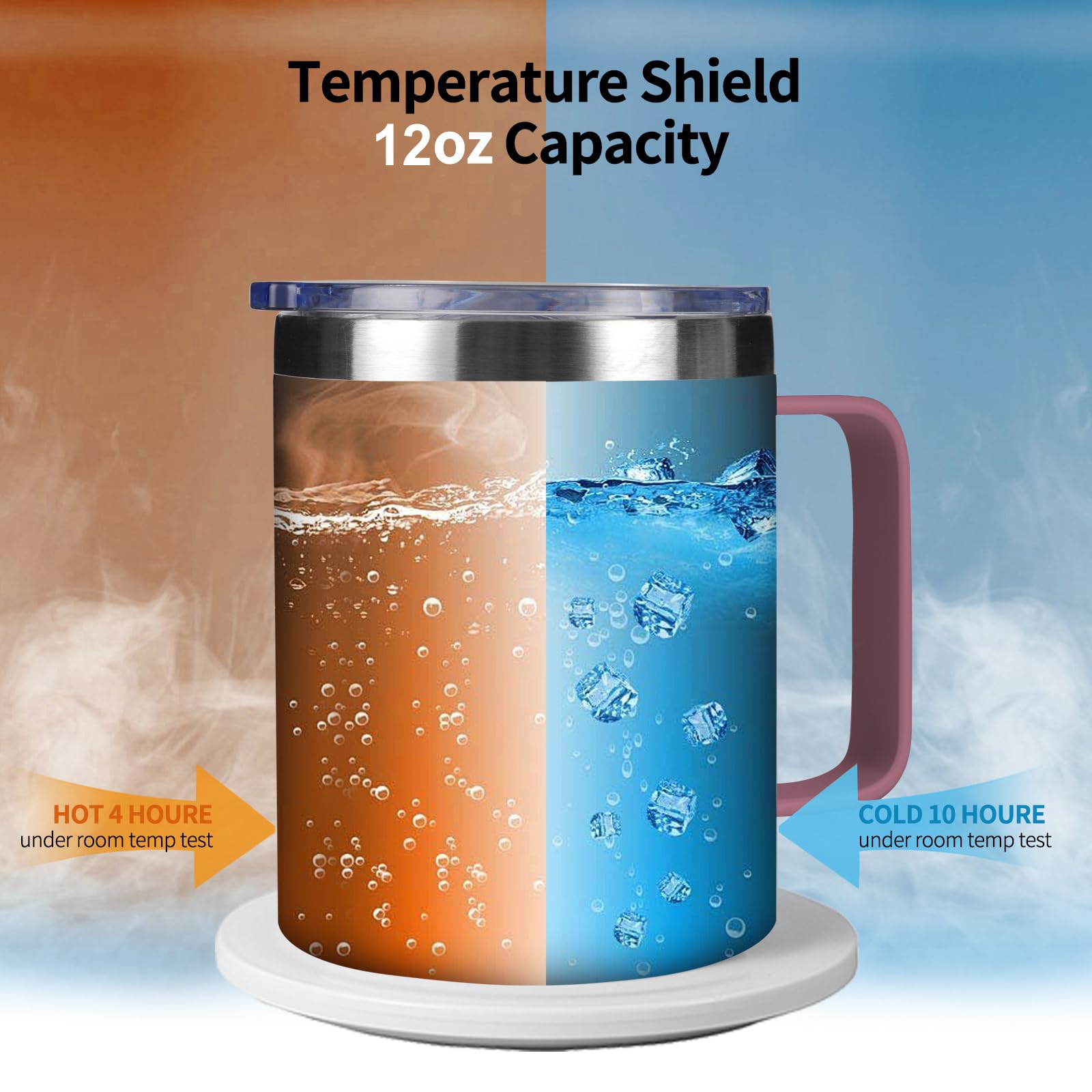WFSJRED Theater Gifts 12 oz Insulated Mug for Coffee Mug with Leak-Resistant closeable hot lid for hot Drinks with Handle Broadway Gifts for Musicians (MUSICALS REPEAT)