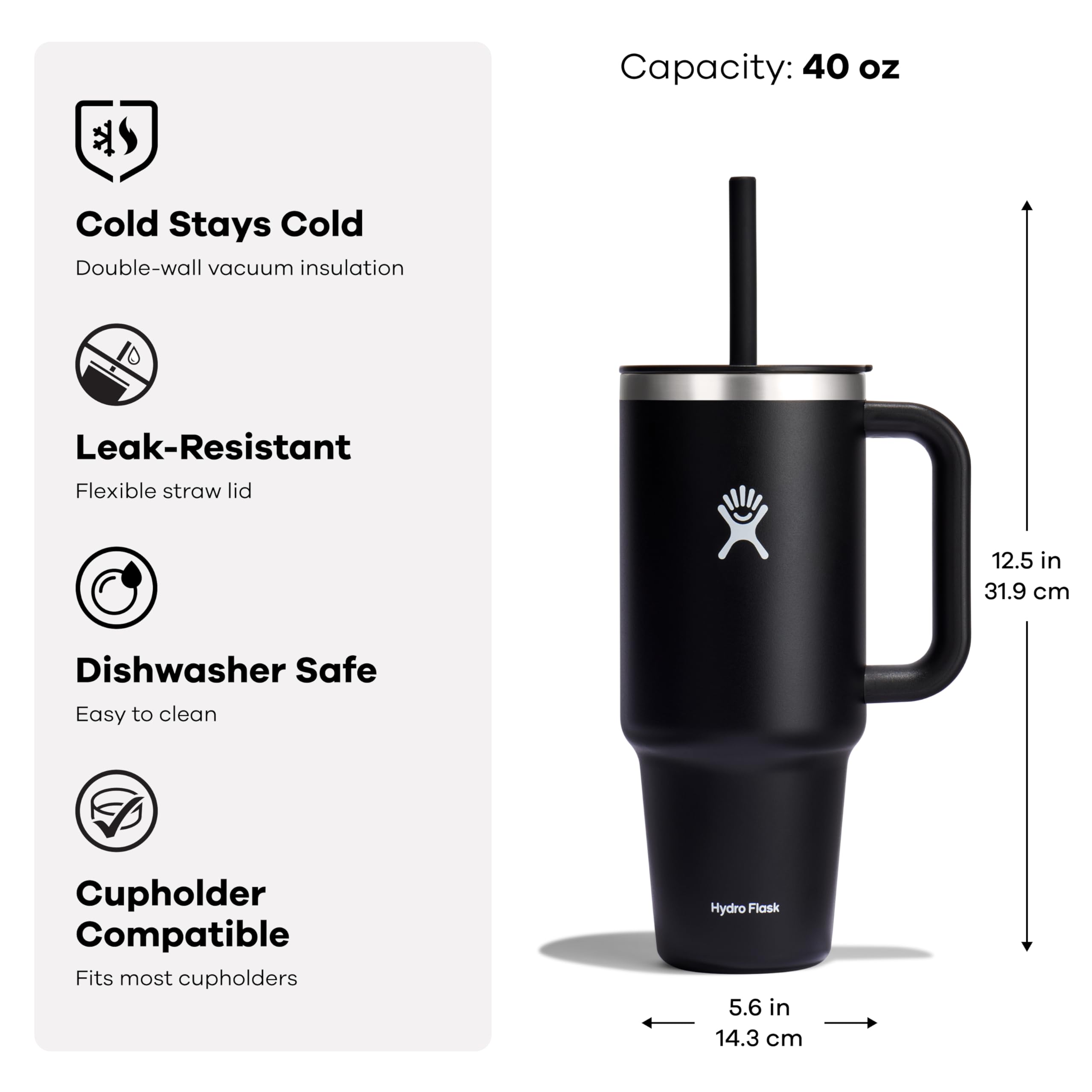 Hydro Flask 40 Oz Travel Tumbler Black Cherry Rose Gold