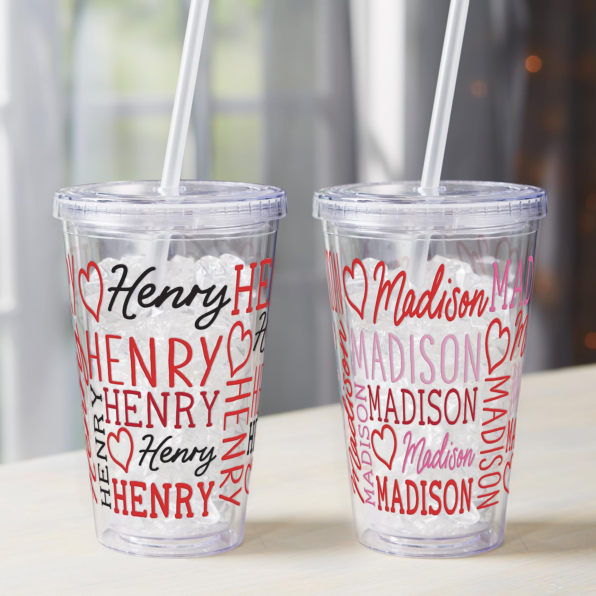 Personalization Universe Repeating Name Heart Personalized Insulated Acrylic Tumbler