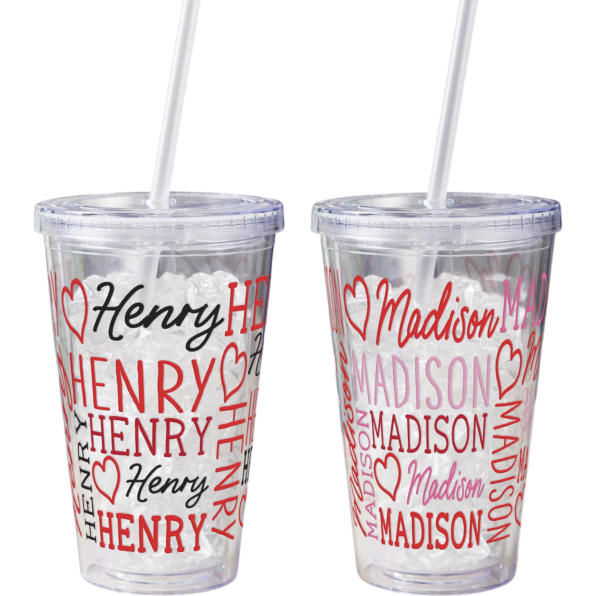 Personalization Universe Repeating Name Heart Personalized Insulated Acrylic Tumbler