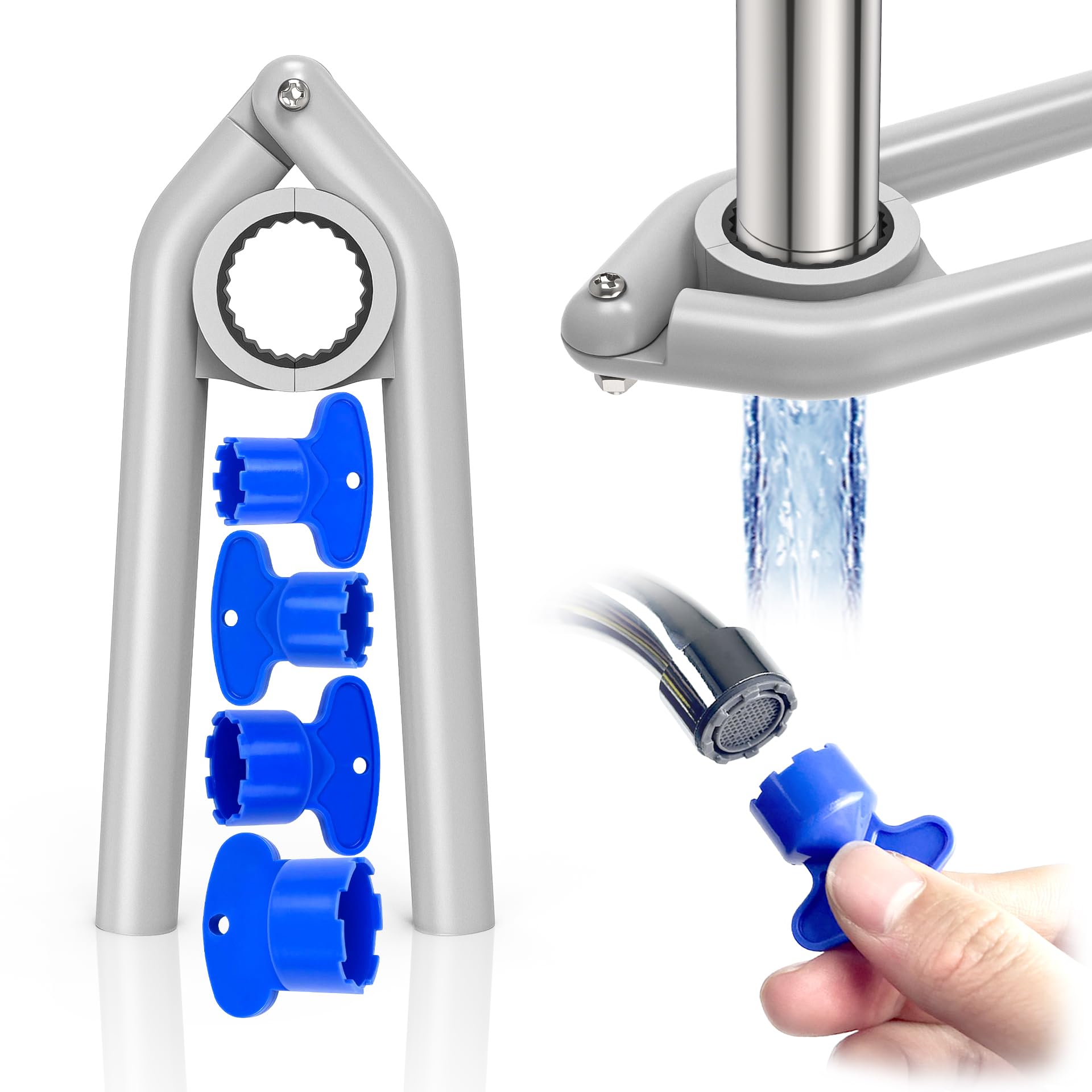 Faucet wrench, Aerator Key, Faucet Aerator removal tool, With Aerator Shell Removal Tool, Replacement Cache Aerators for Sink M 16.5, 18.5, 21.5, 24 mm Tap Aerators Flow Restrictor.