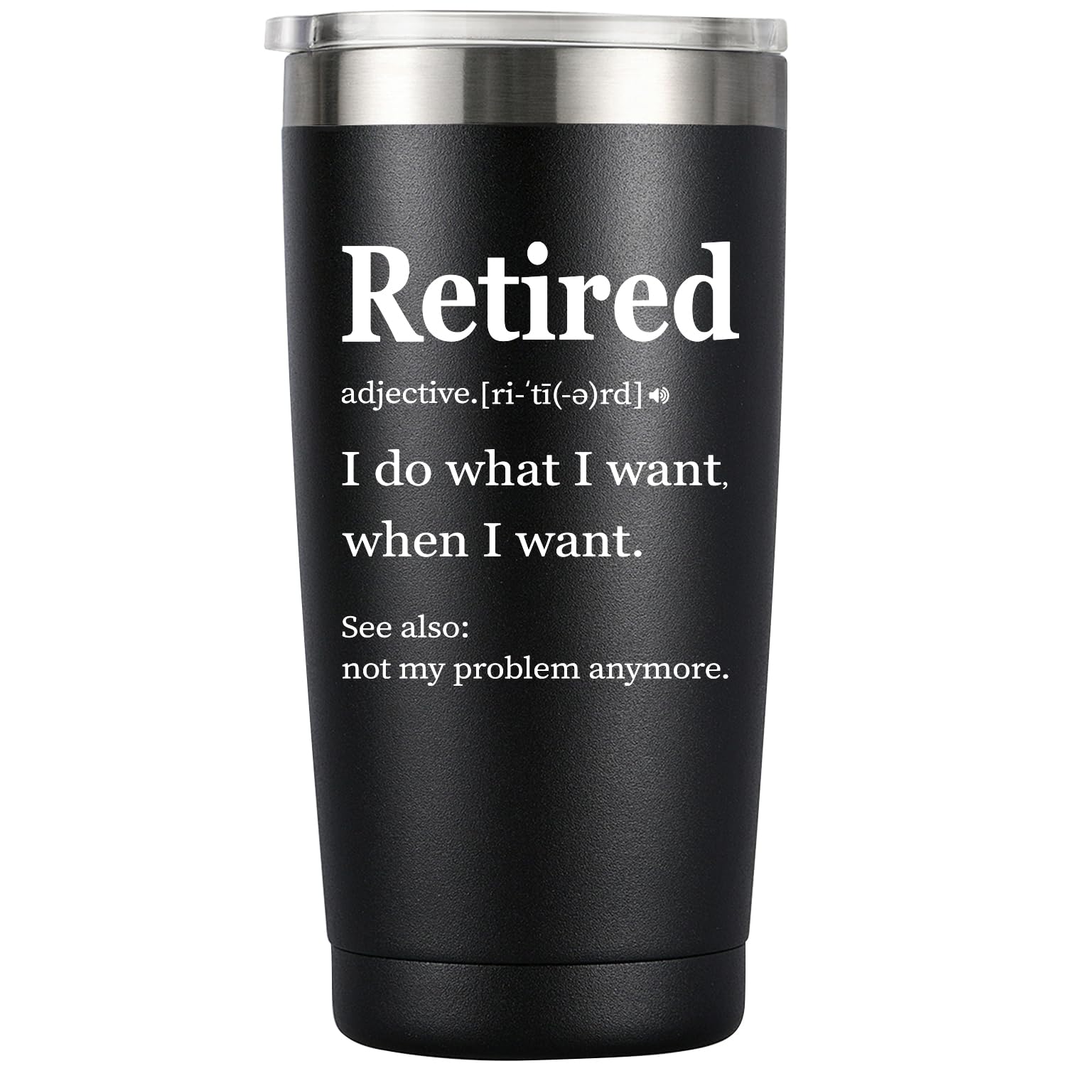 MASGALACC Retirement Gifts for Men Women Coworkers - Funny Retired 2025 Party Decorations for Coworkers, 20oz Stainless Steel Double Wall Vacuum Insulated Tumbler, Black