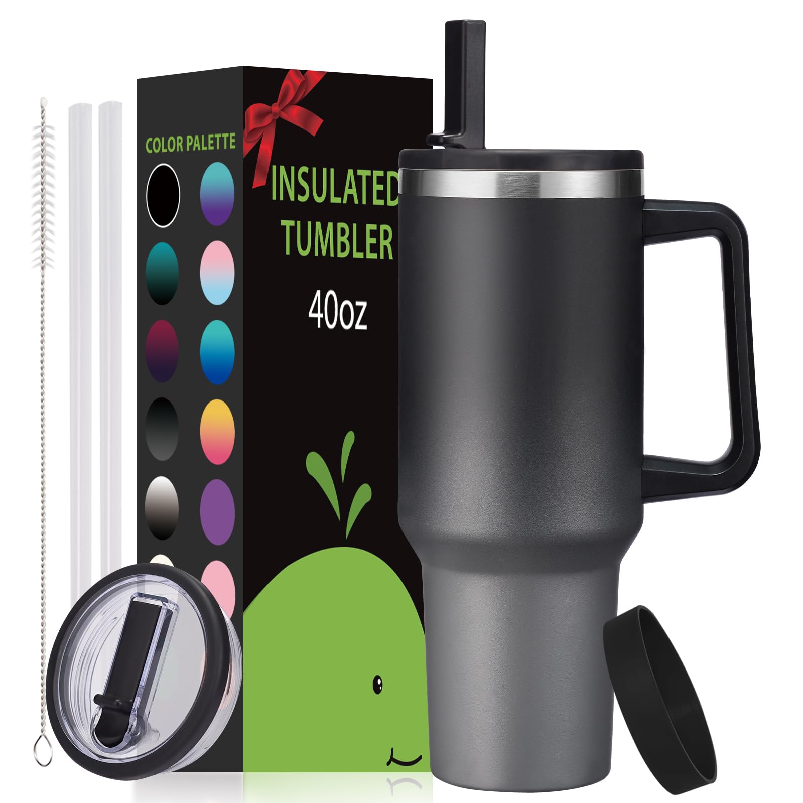 BENZZO Leak Proof Tumbler with Straw 40 OZ - Travel Coffee Tumbler for Hot and Cold, Stainless Steel Thermal Mug Insulated Cup Cold for 34Hrs & Hot for 10Hrs, Dishwasher Safe