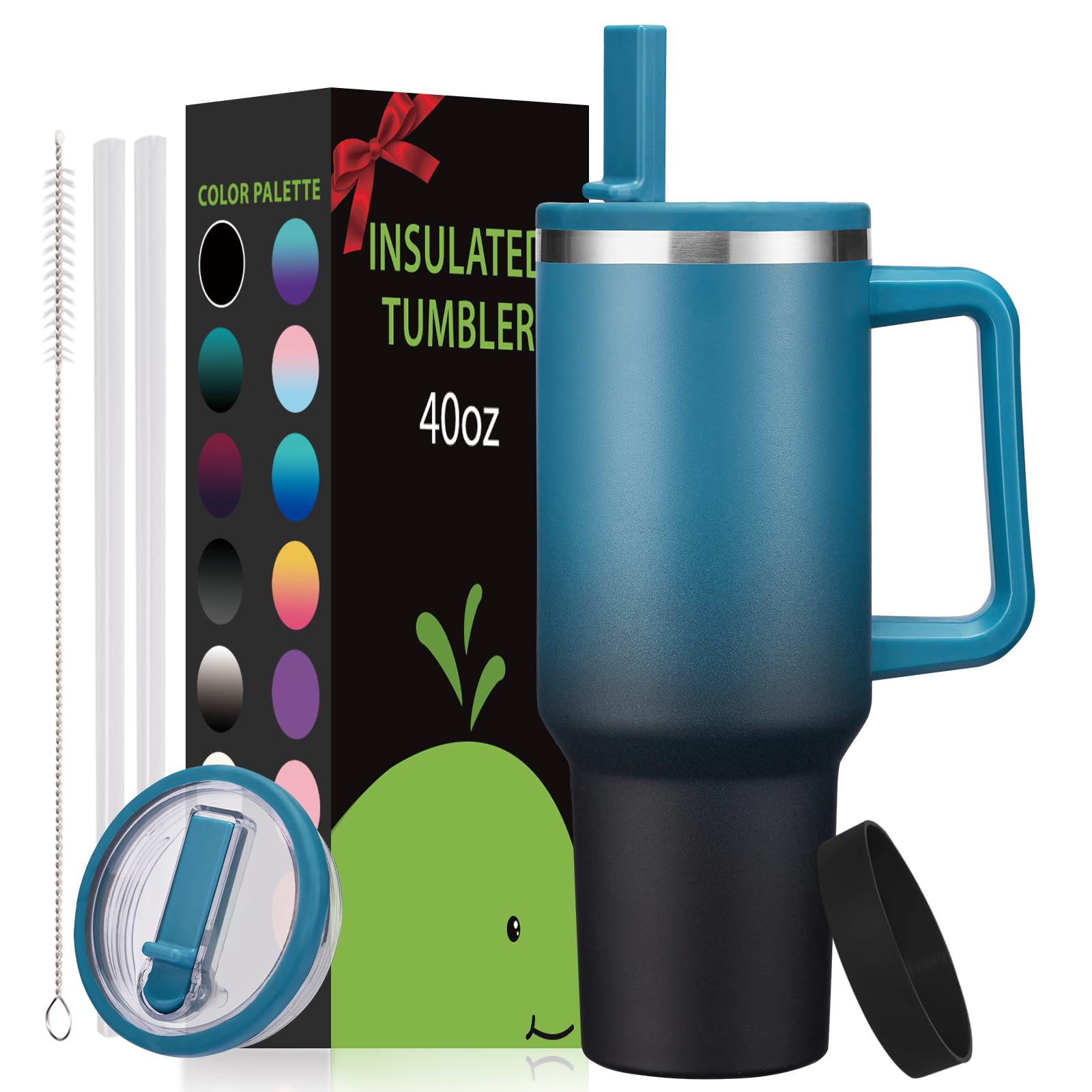 BENZZO Tumbler with Lid and Straw - 100% Leakproof Flip Straw Travel Mug 40 oz, Reusable Insulated Tumblers Stainless Steel for Hot and Cold, Gifts for Women & Men,Car Cup Holder Friendly