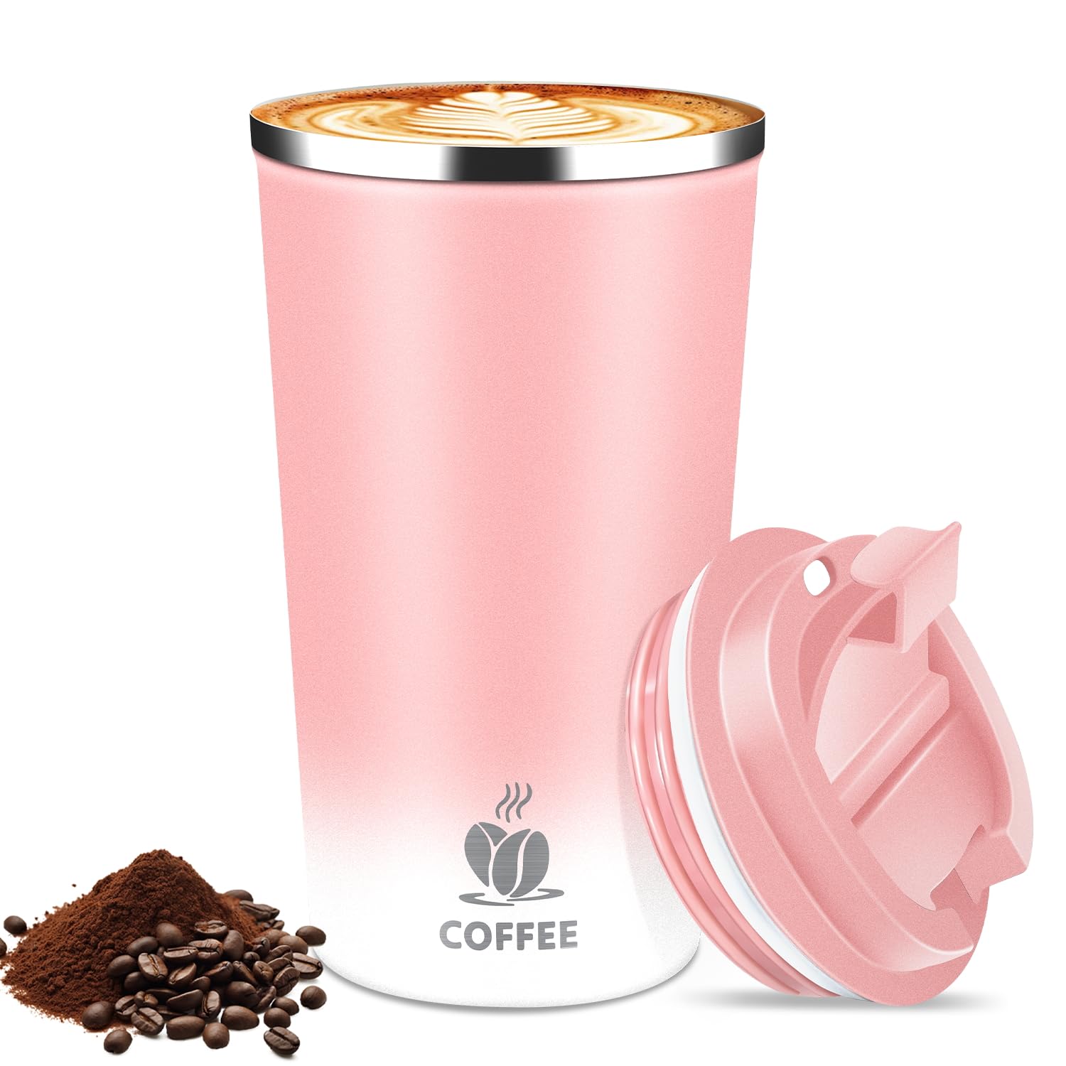 17oz Insulated Travel Coffee Mug with Flip Lid – Leakproof Stainless Steel Insulated Coffee Tumblers, Portable Thermos Cup for Hot & Cold Drinks, Perfect for Camping & On-the-Go