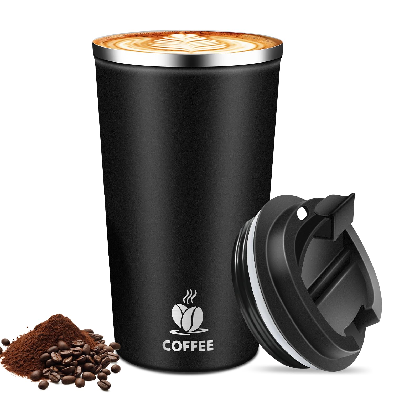 17oz Insulated Travel Coffee Mug with Flip Lid – Leakproof Stainless Steel Insulated Coffee Tumblers, Portable Thermos Cup for Hot & Cold Drinks, Perfect for Camping & On-the-Go