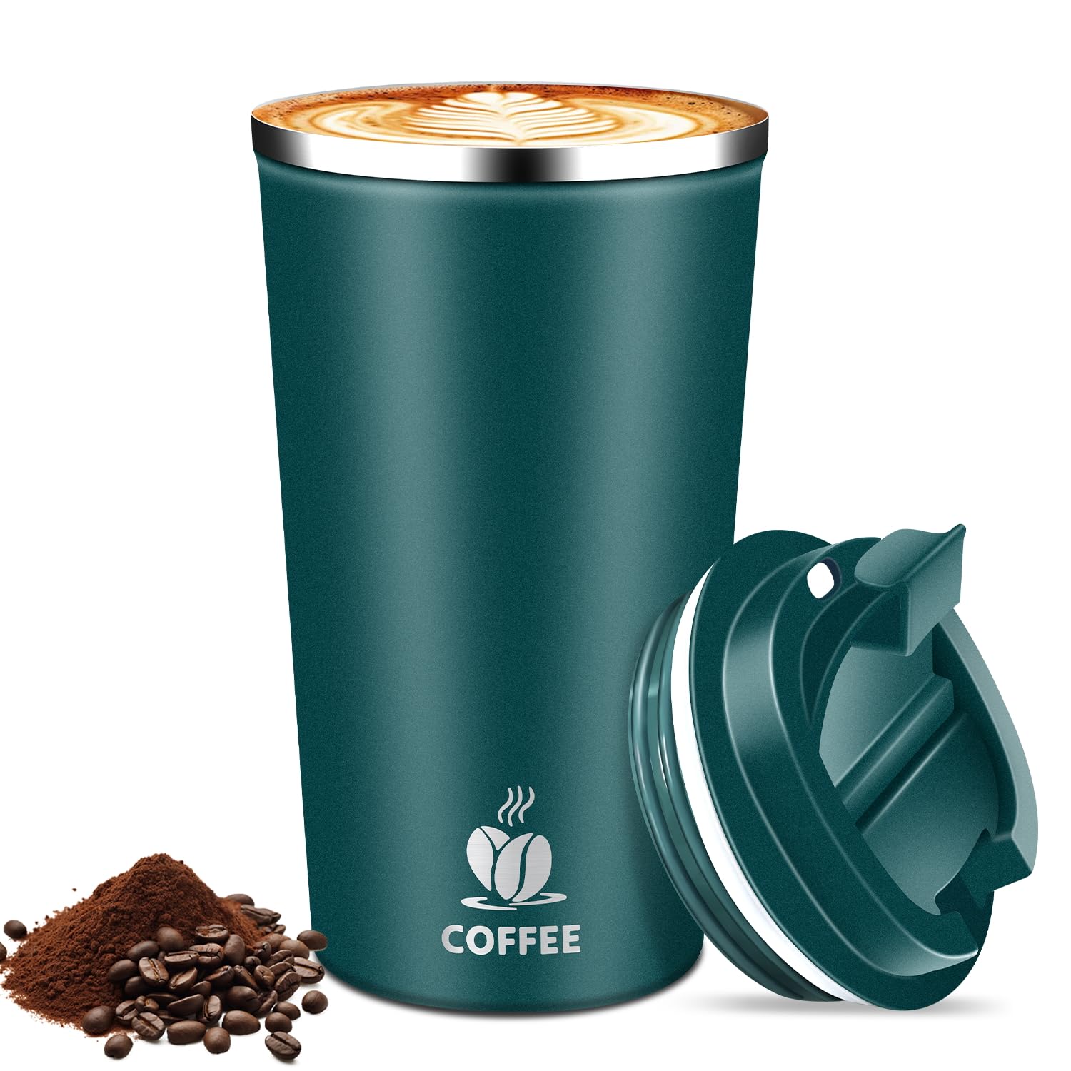 17oz Insulated Travel Coffee Mug with Flip Lid – Leakproof Stainless Steel Insulated Coffee Tumblers, Portable Thermos Cup for Hot & Cold Drinks, Perfect for Camping & On-the-Go