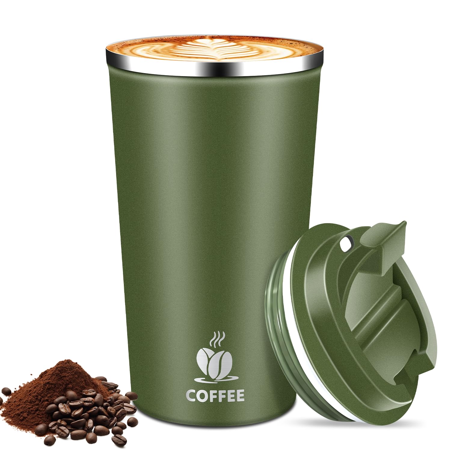 17oz Insulated Travel Coffee Mug with Flip Lid – Leakproof Stainless Steel Insulated Coffee Tumblers, Portable Thermos Cup for Hot & Cold Drinks, Perfect for Camping & On-the-Go