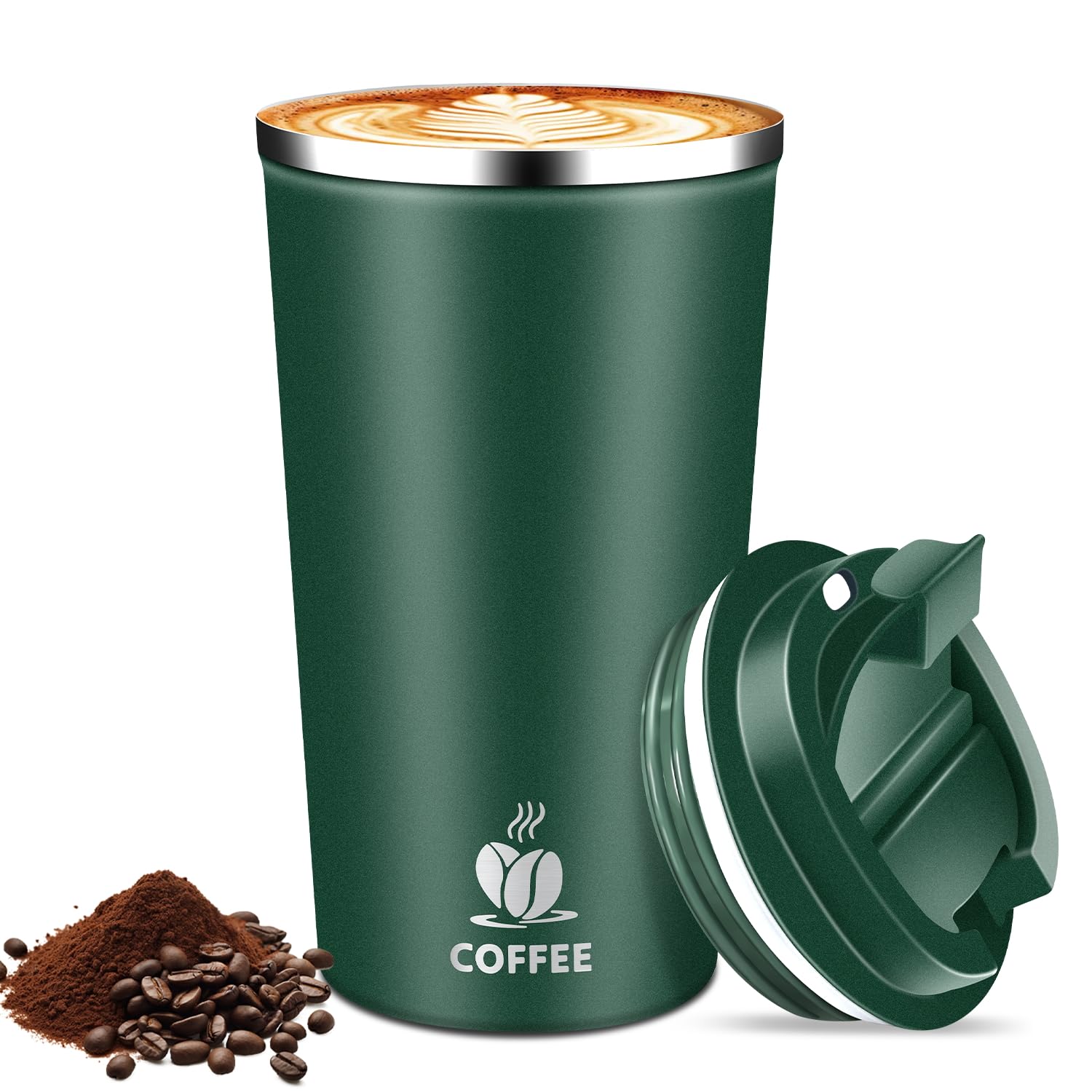 17oz Insulated Travel Coffee Mug with Flip Lid – Leakproof Stainless Steel Insulated Coffee Tumblers, Portable Thermos Cup for Hot & Cold Drinks, Perfect for Camping & On-the-Go