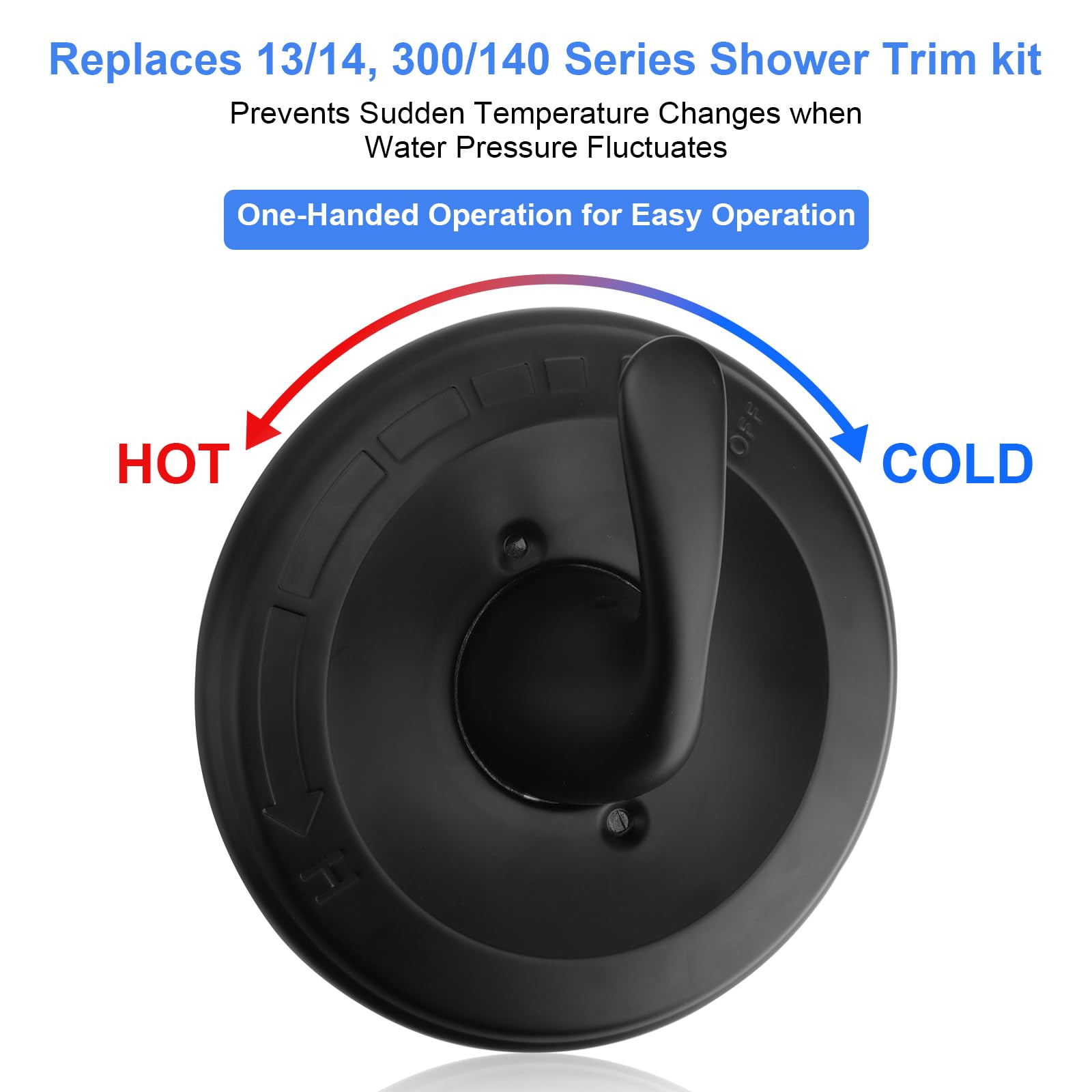 Replacement for Delta Classic 13 Series Single-Function Trim Kit, Black Matte Single Function Shower Valve Trim Kit T13020-BL(Cartridge and Valve Not Included)