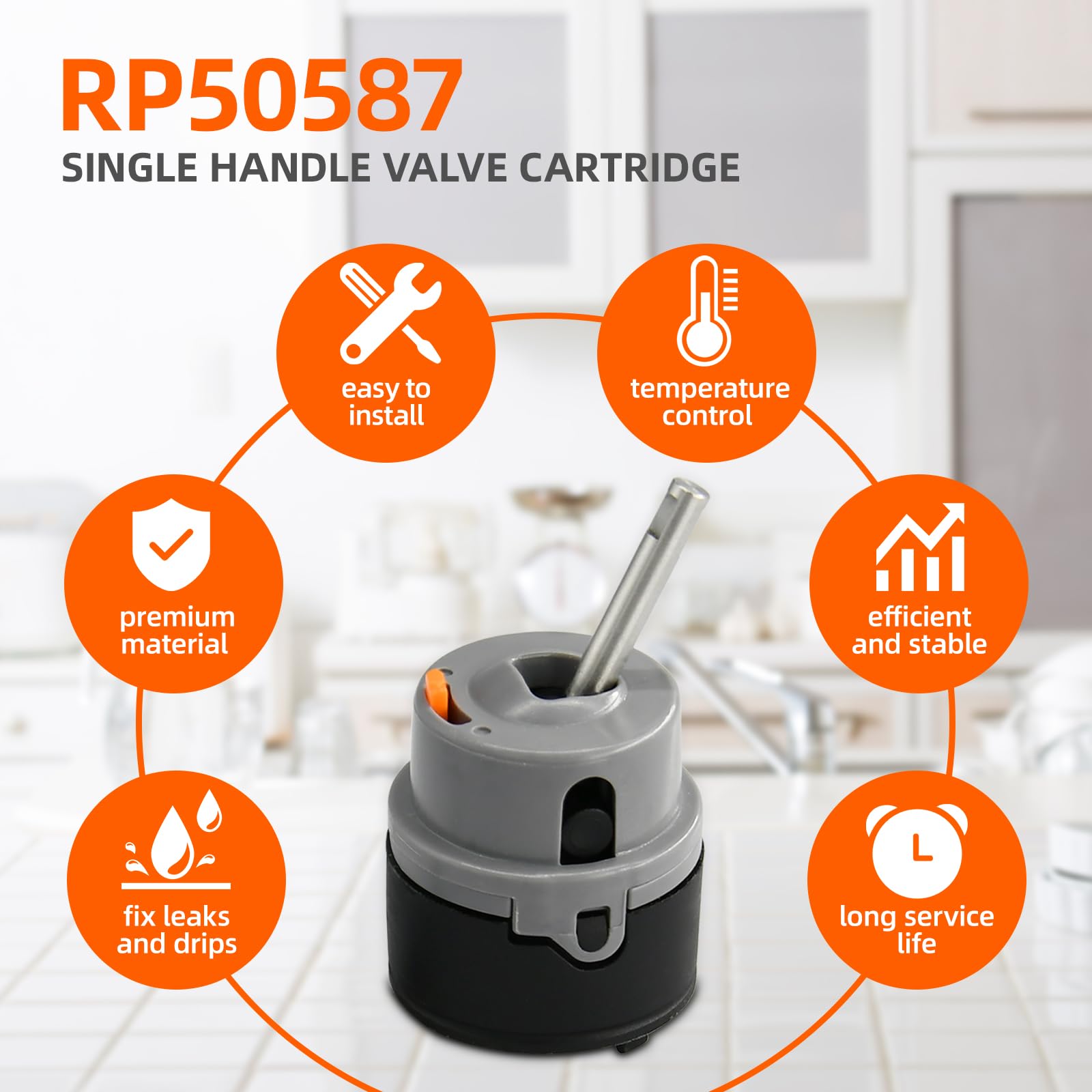 RP50587 Replacement Cartridge Valve Compatible with Delta DST Single Handle Kitchen and Lavatory Faucets - Includes RP51503 Bonnet Nut, Easy Installation