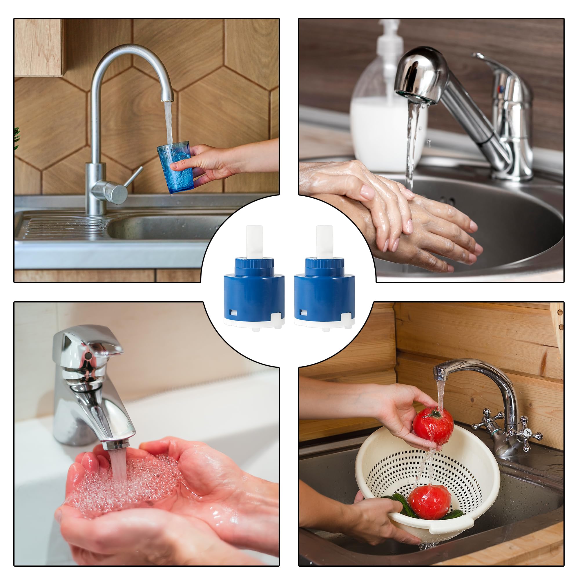 2 PCS Diameter 35mm Faucet Valve Cartridge, Gear Cartridge Faucet Replacement Parts for Single Handle Kitchen Basin Shower Faucet Suitable for Spanish Track Spool Faucets