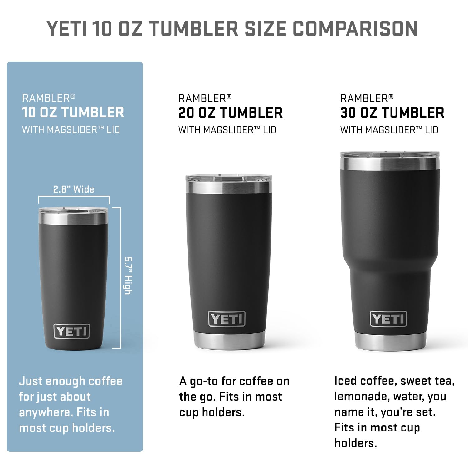 YETI Rambler 10 oz Tumbler, Stainless Steel, Vacuum Insulated with MagSlider Lid, Big Sky Blue