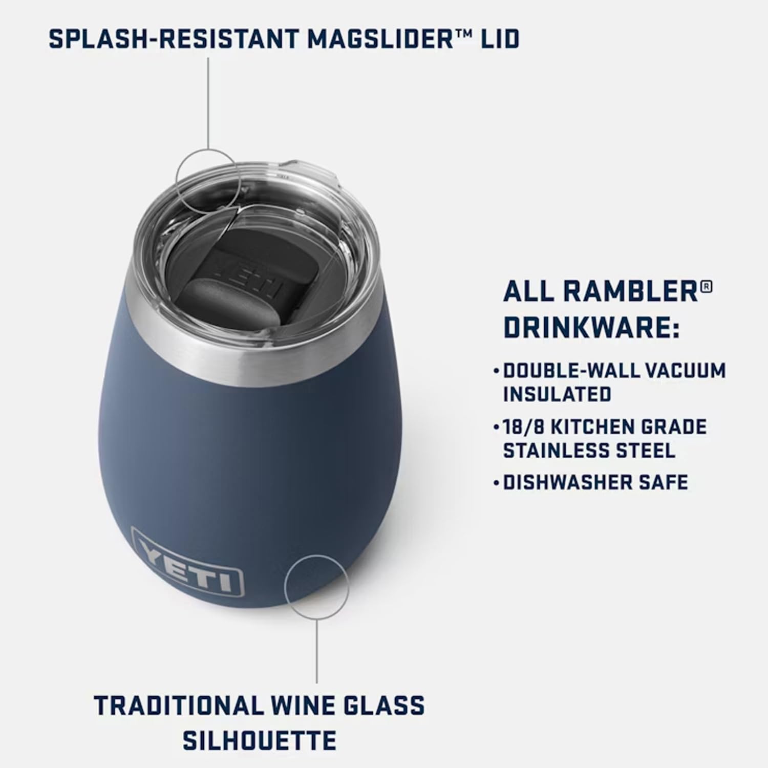 YETI Rambler 10 oz Wine Tumbler, Vacuum Insulated, Stainless Steel with MagSlider Lid, Big Sky Blue